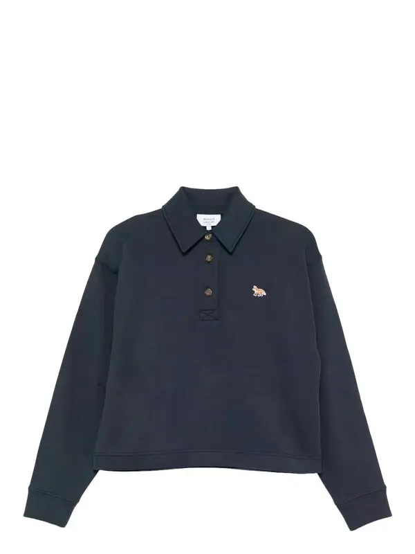 Maison Kitsuné Fox-embroidered Polo Top - Blue