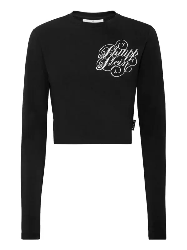 Philipp Plein Long-sleeved Embroidered Top - Black