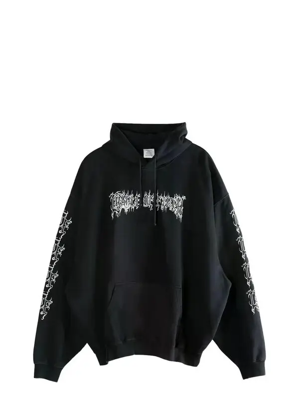 Vetements Graphic-print Cotton-blend Hoodie - Black