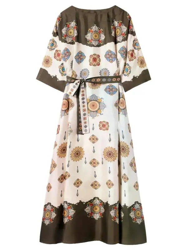 La DoubleJ Floral Print Silk Dress - White