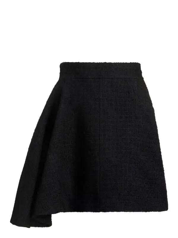 Patou Asymmetric Tweed A-line Skirt - Black