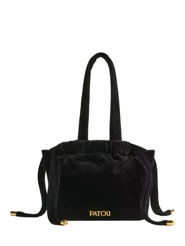 Patou Evening Drawstring Velvet Bag - Black