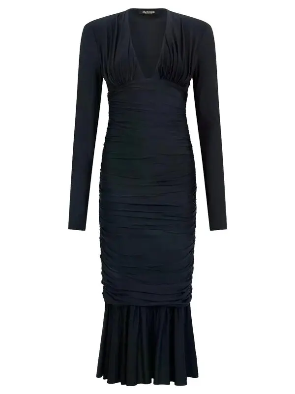 Roberto Cavalli Ruched-detail Midi Dress - Black
