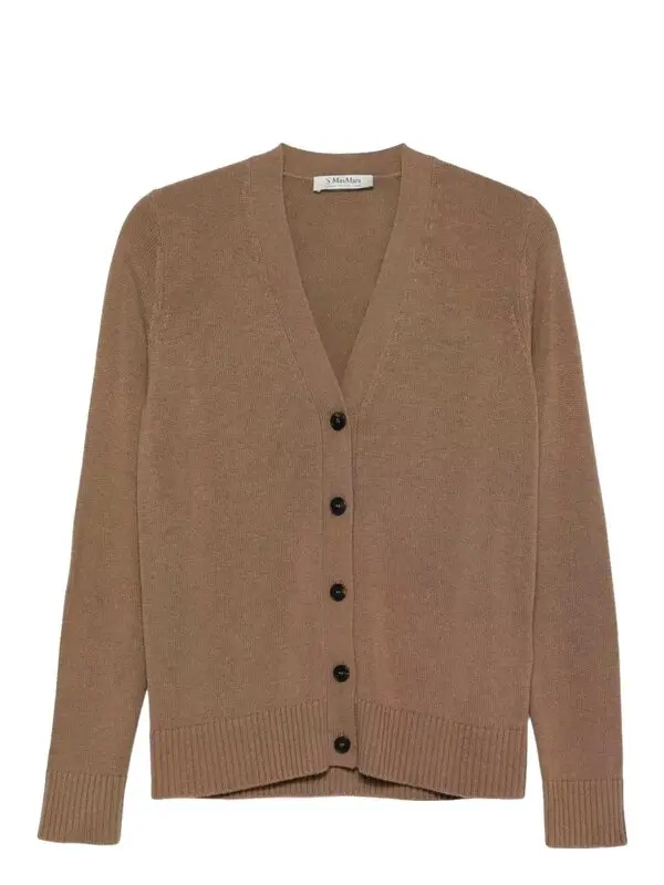 Max Mara Buttoned Elbow-patch Cardigan - Neutrals