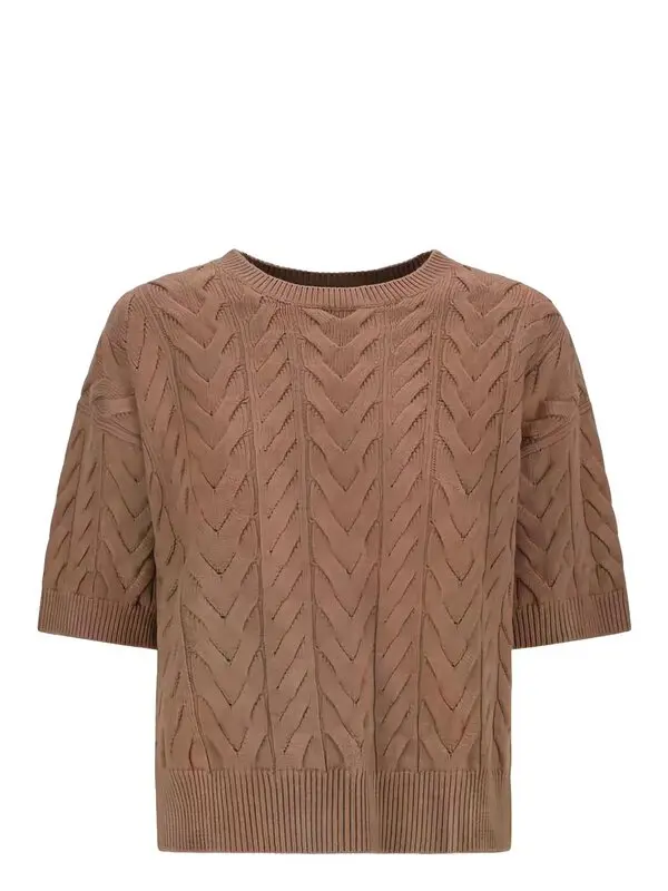 Max Mara Cable-knit Short-sleeve Top - Brown