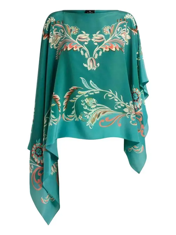 Etro Daffodil-motif Asymmetric Top - Green