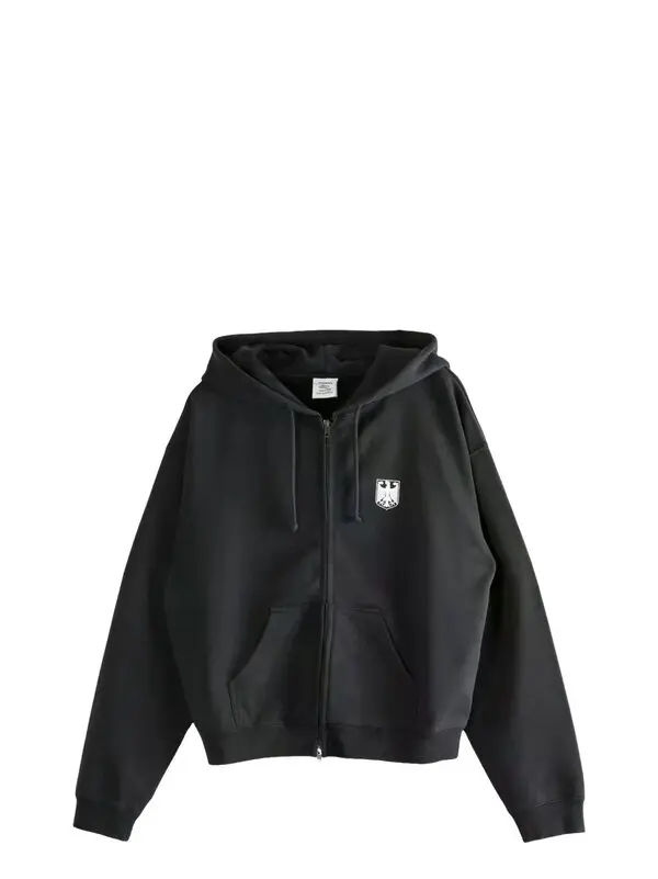 Vetements Logo-embroidered Zip-fastening Hoodie - Black