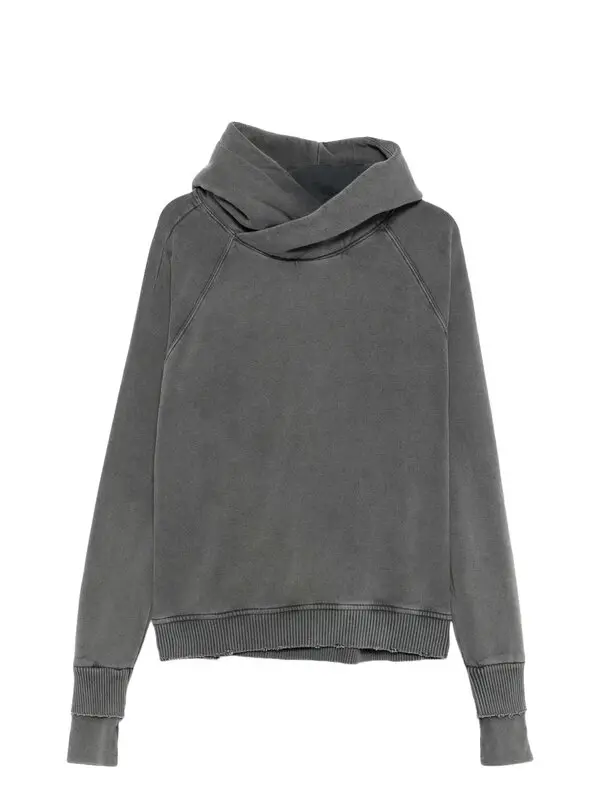 THOM KROM Raglan-sleeve Hoodie With Frayed Hem - Grey