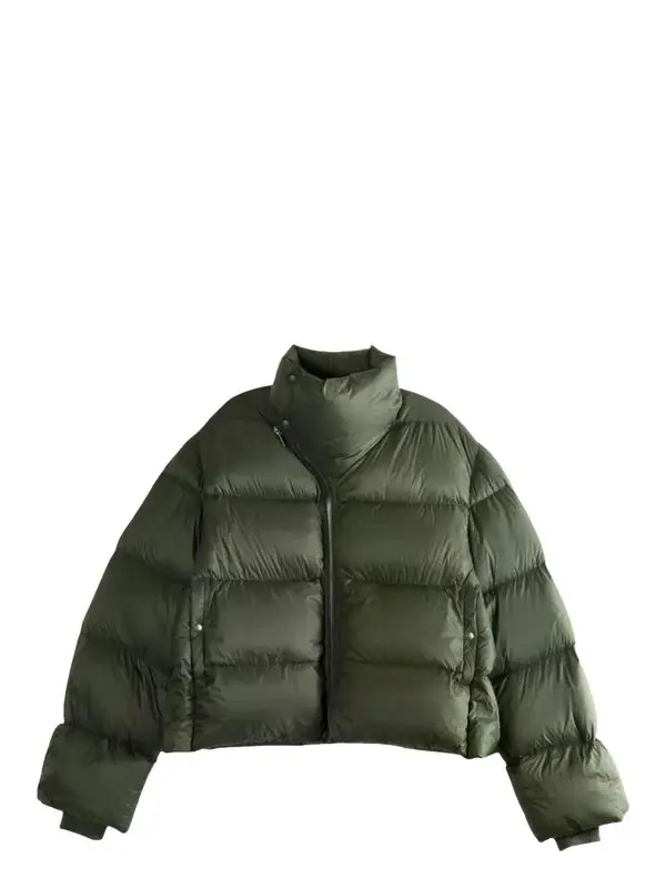 Rick Owens Asymmetric Zip Puffer Jacket - Green