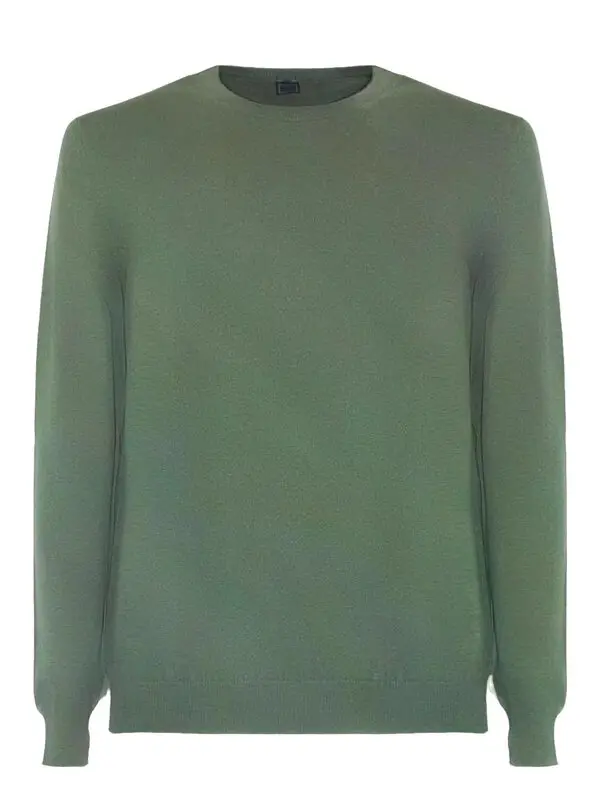 Fedeli Crew-neck Sweater With Ribbed Trims - Green