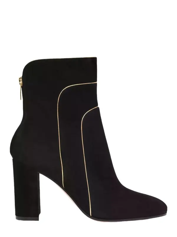 GIANVITO ROSSI Suede Boots With Gold Trim - Black