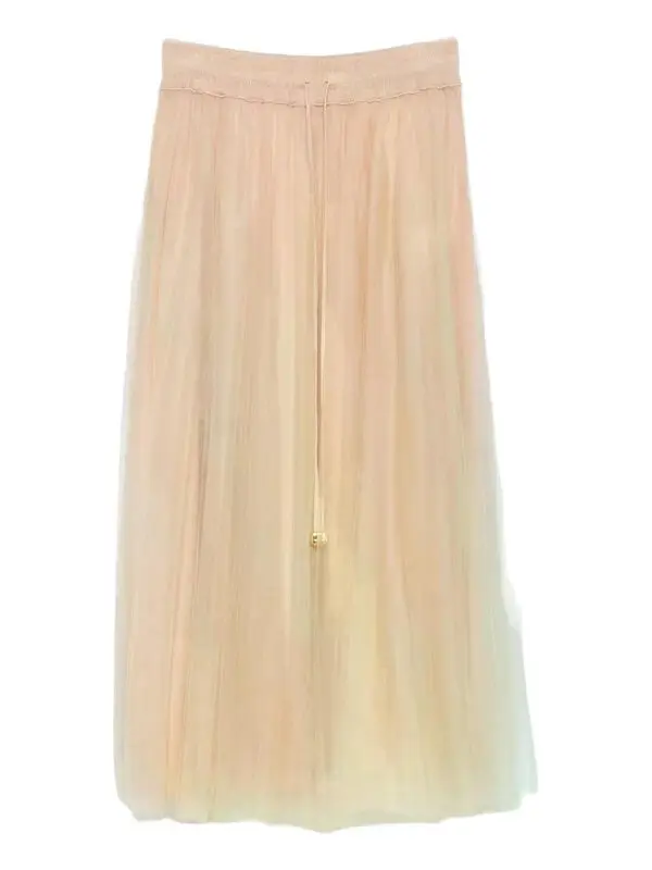 Fabiana Filippi Pleated Tulle Midi Skirt - Neutrals