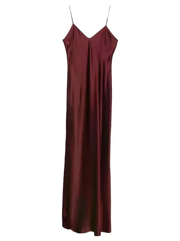 NILI LOTAN Silk Maxi Slip Dress - Red