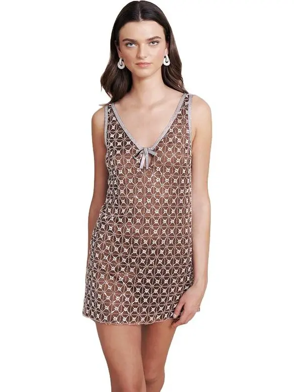 Saylor Jeanetta Beaded Sequin Dress - Brown