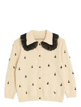 Valentino Garavani Embroidered Cotton Cardigan - Black