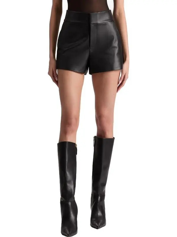 Alice + Olivia Cady Leather Short - Black