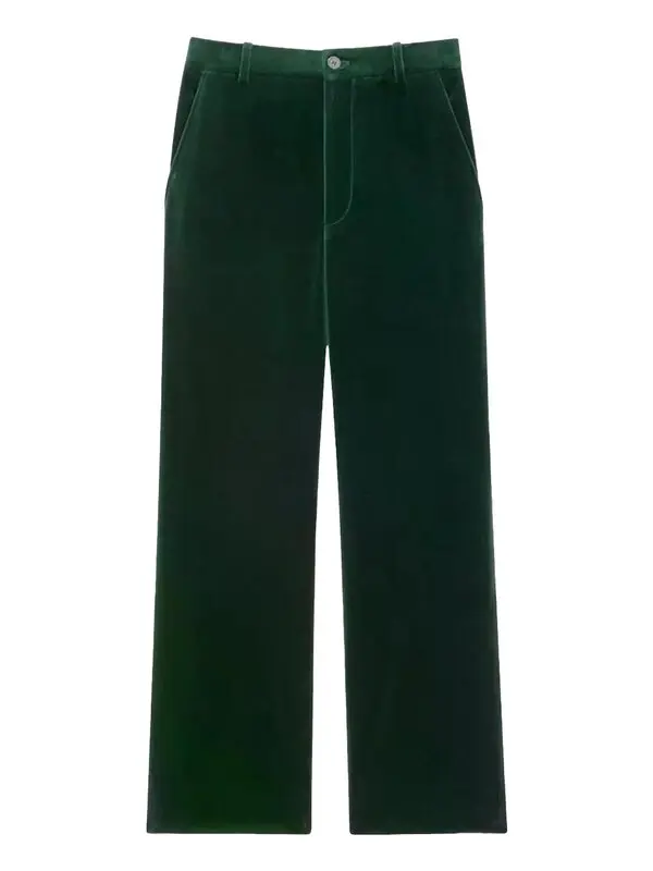 Saint Laurent Velvet Straight-leg Trousers - Green