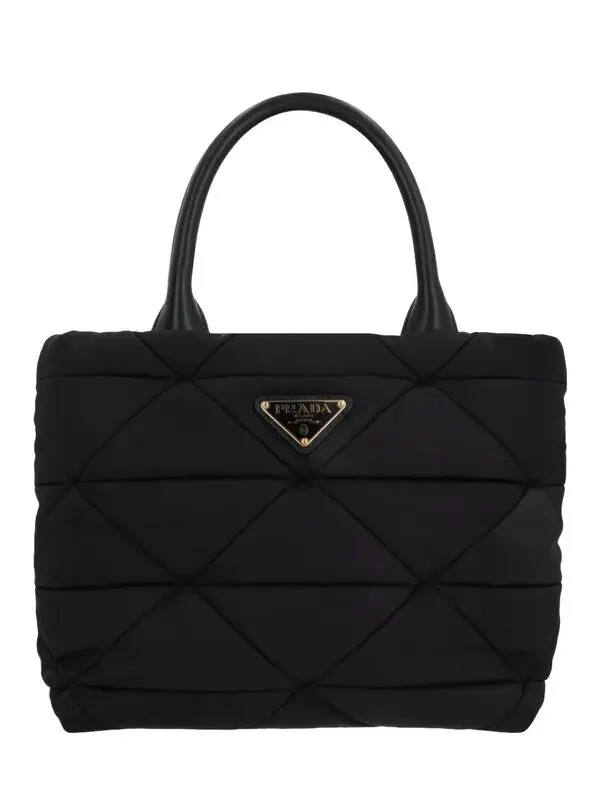 Prada Quilted Top Handle Tote Bag - Black