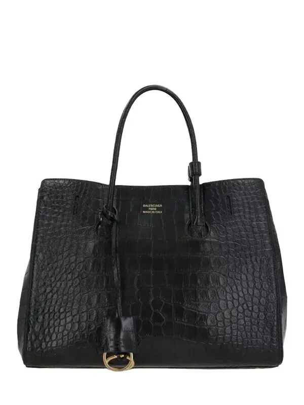 Balenciaga Hampton Carry All Crocodile-effect Leather Tote Bag - Black