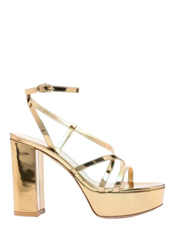GIANVITO ROSSI 100mm Metallic Leather Sandals - Gold