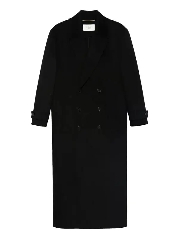 Saint Laurent Double-breasted Wool Coat - Black
