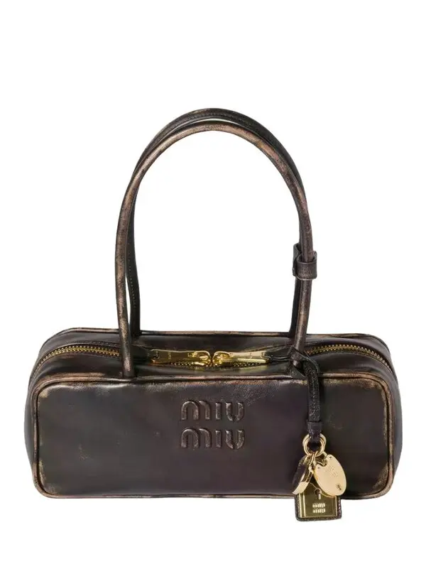 Miu Miu Beau Logo-embossed Tote - Brown