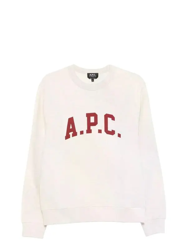 A.p.c. Logo-print Crew Neck Sweatshirt - Neutrals
