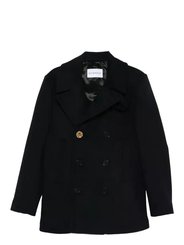 Givenchy Double-breasted Gold-button Pea Coat - Blue