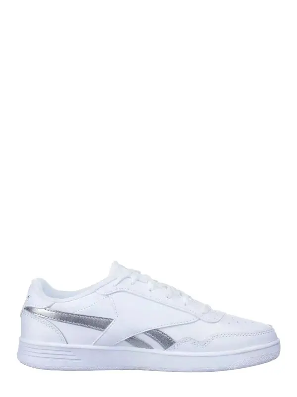 REEBOK Leather Trainers With Silver Stripe Detailing - White