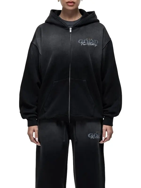 GOOD FOR NOTHING Alaska Zip Up Hoodie - Black