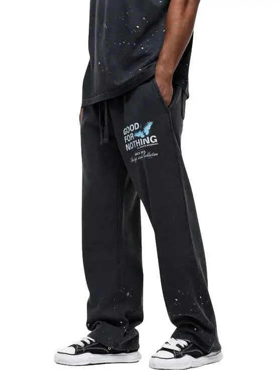 GOOD FOR NOTHING Studio Paint Butterfly Baggy Jogger - Black