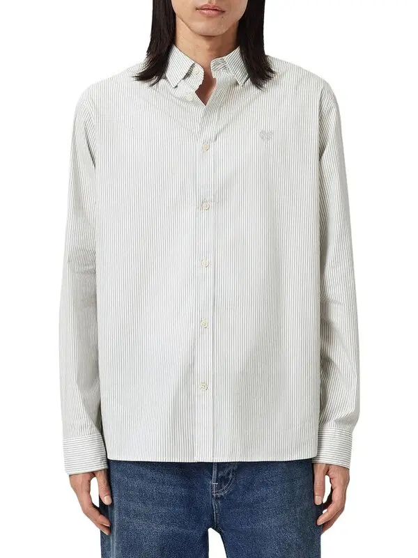 ALLSAINTS Nolan Pinstripe Button-up Shirt - Jetstream White