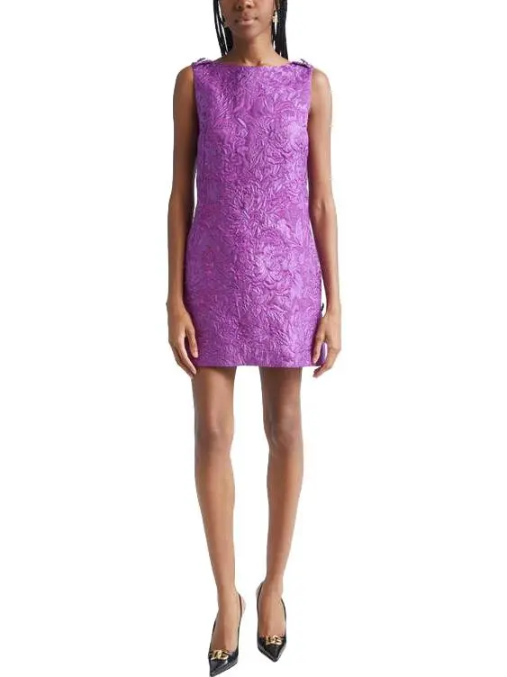 Dolce & Gabbana Sleeveless Peony Brocade Minidress - F0571 Viola