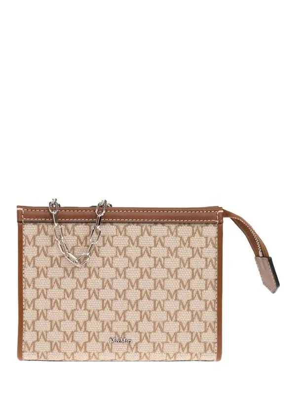 Max Mara Pouch With Chain And Monogram - Beige