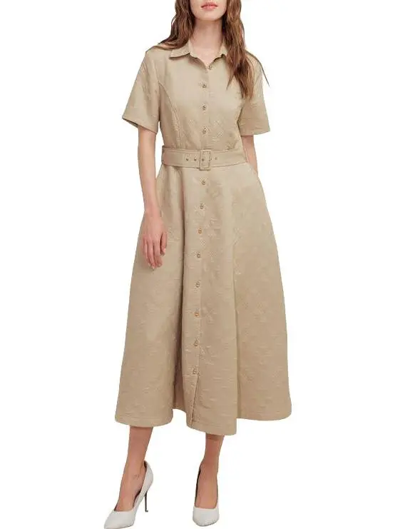 FREEMARKET Diamond Stitched A-line Dress - Taupe