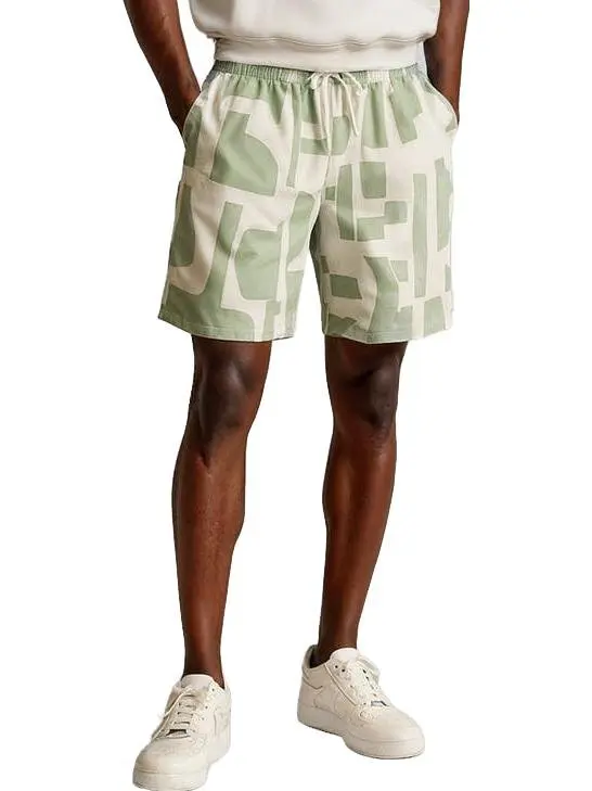 D.RT Geometric Print Swim Trunks - White/light Green