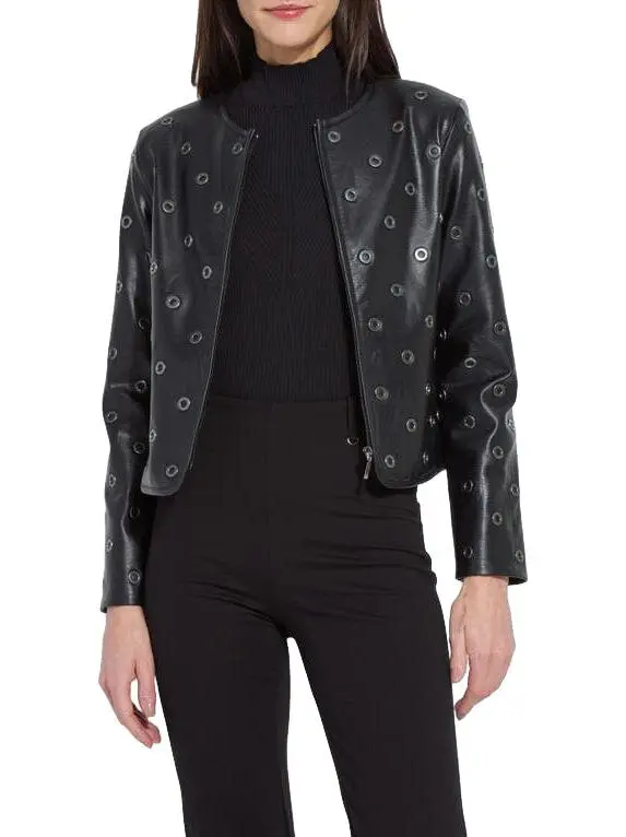 Lyssé Geneva Grommet Faux Leather Jacket - Black