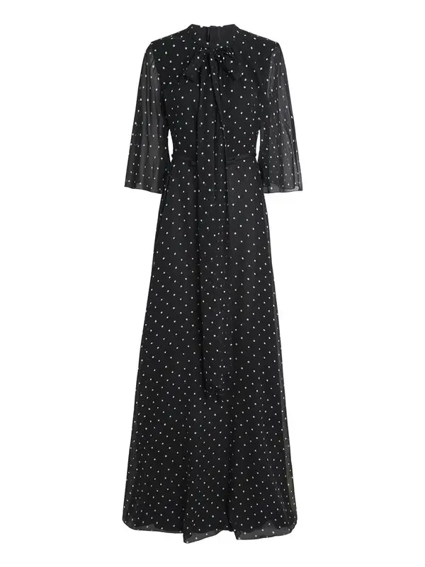 Giambattista Valli Silk-georgette Tie-neck Maxi Dress - Black