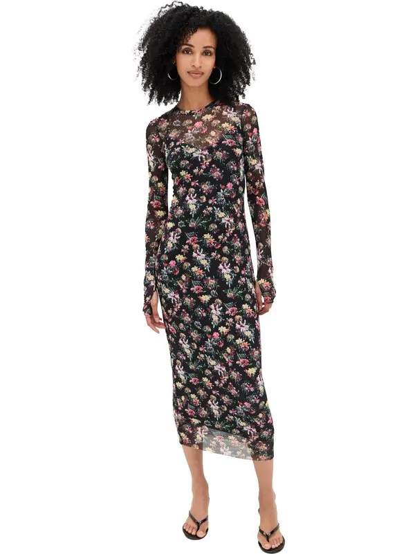 AFRM Ashland Floral Print Mesh Dress - Blur Ditsy