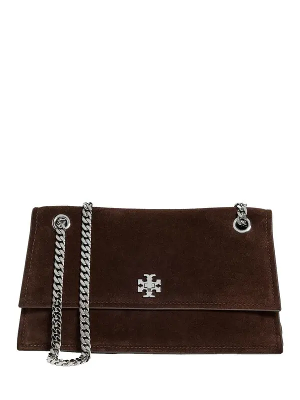 Tory Burch Kira Turnlock Suede Shoulder Bag - Dark Cocoa