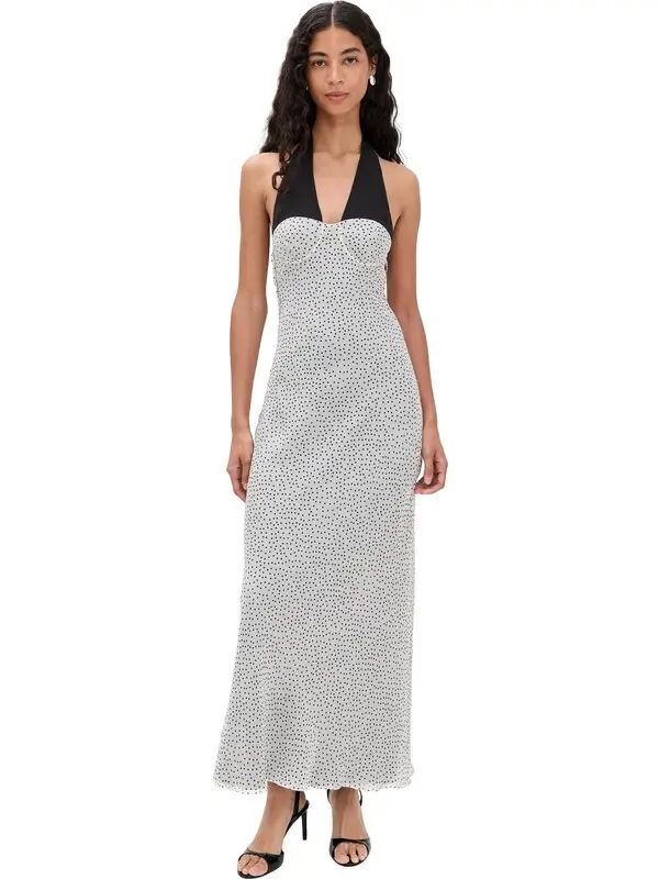 Sir The Label Lisander Halter Maxi Dress - Polka Dot Bianca