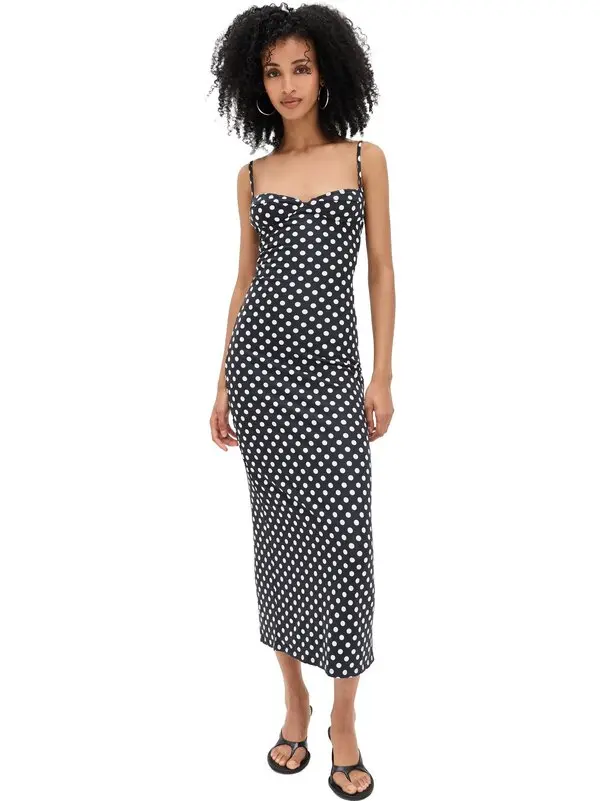 Miaou Florence Polka Dot Maxi Dress - Black And White Polka Dot