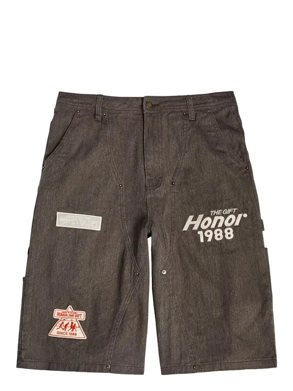 HONOR THE GIFT Appliquéd Twill Shorts - Black