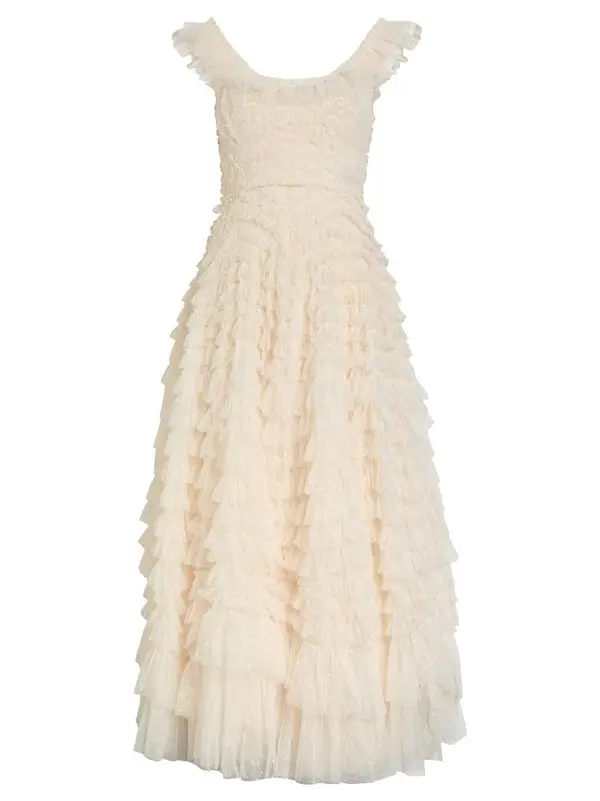NEEDLE & THREAD Hattie Ruffled Tulle Gown - Cream