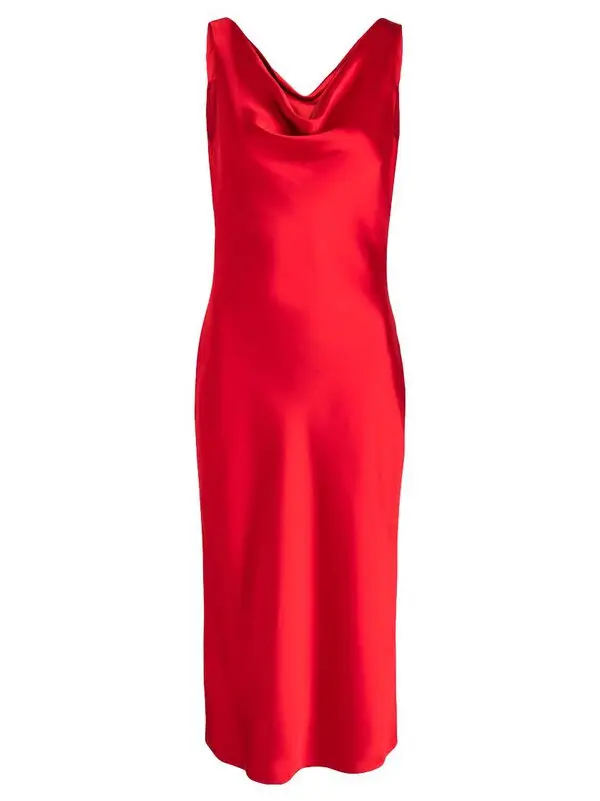 Norma Kamali Cowl-neck Satin Midi Slip Dress - Red