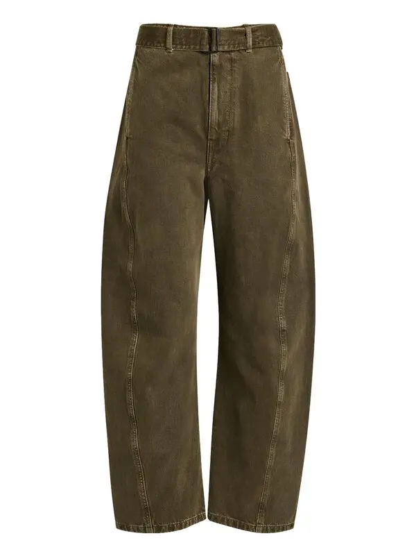 LEMAIRE High-rise Barrel-leg Jeans - Dark Green