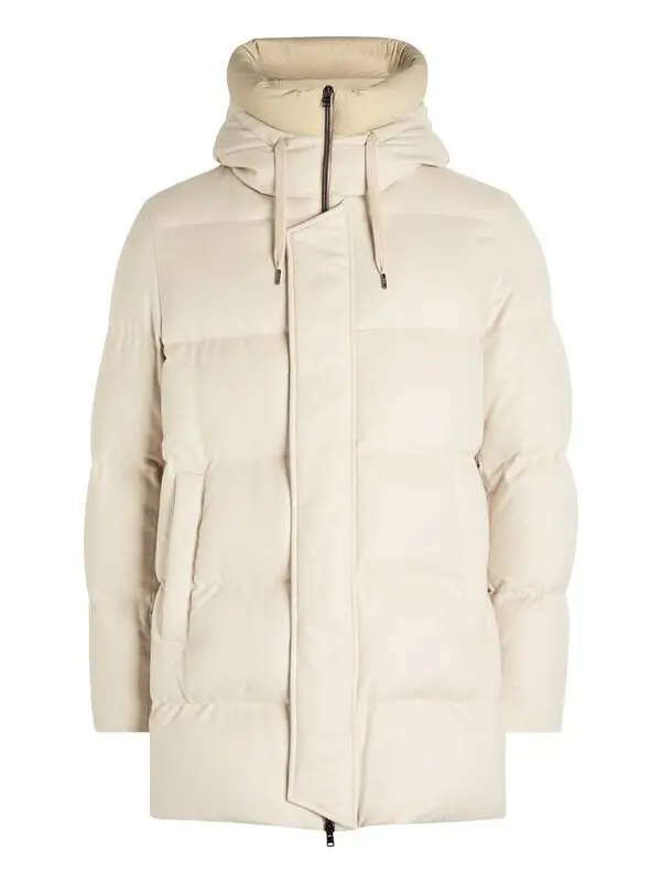 Herno Padded Silk And Cashmere-blend Parka Coat - Stone
