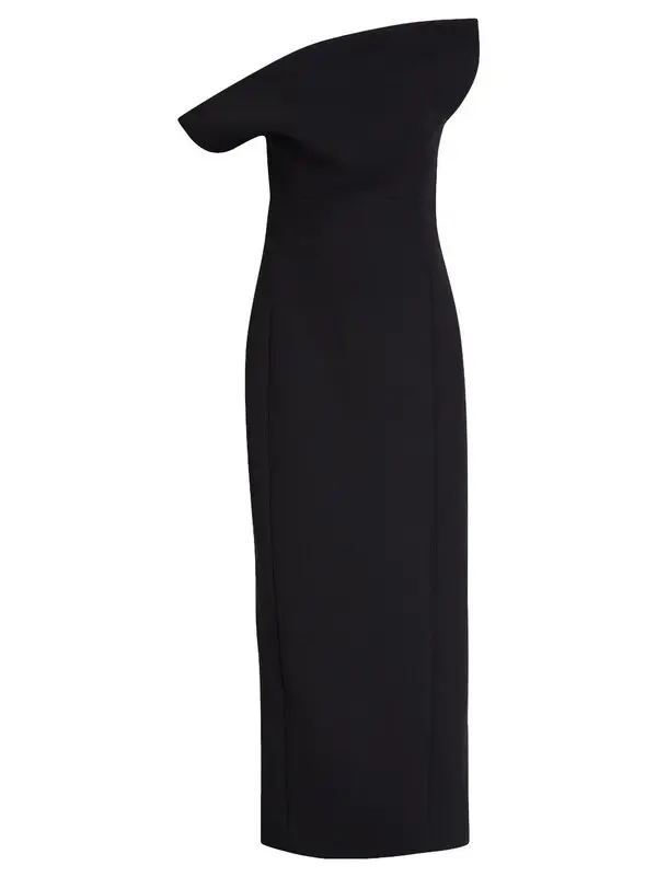 Khaite Cato Strapless Woven Midi Dress - Black