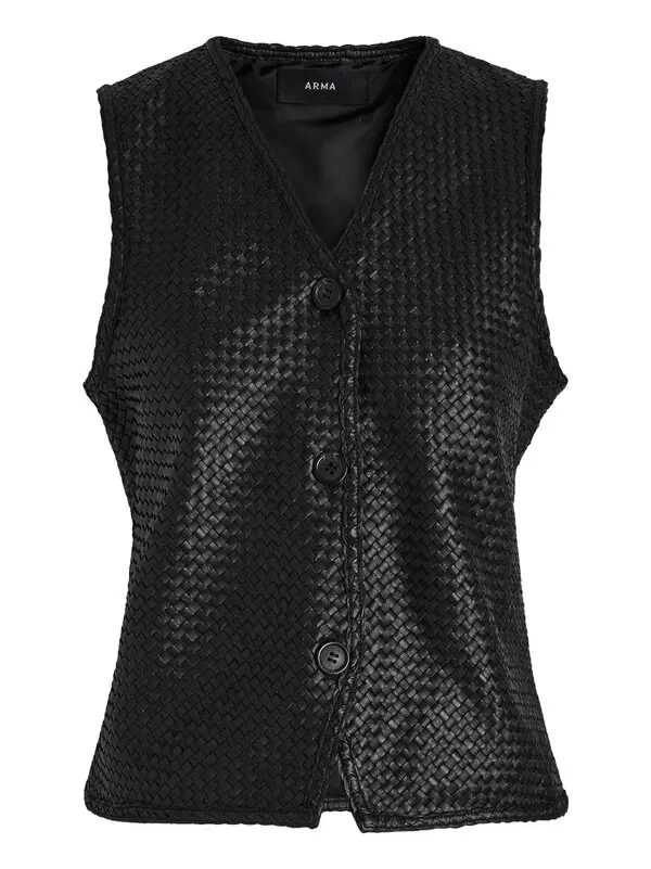 ARMA Ruby Woven Leather Top - Black