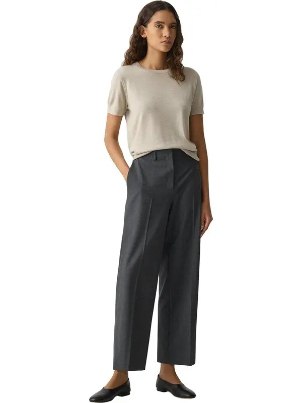 Theory Classic Straight Pant In Good Wool - Charcoal Melange